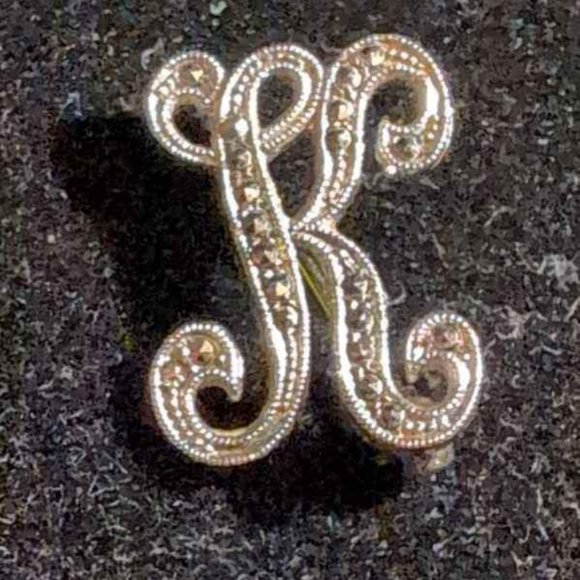 Jewelry | Monogram Silver Tone Letter K Pin | Poshmark